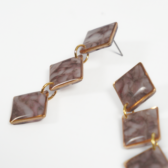Relier Marble Earrings Set In Gold Square – The Space SA